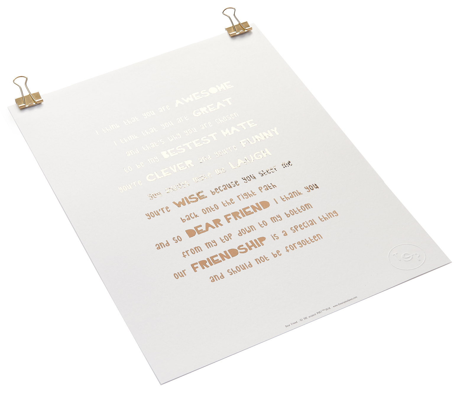 ‘Dear Friend’ Foiled Poem Print – The Original Poet